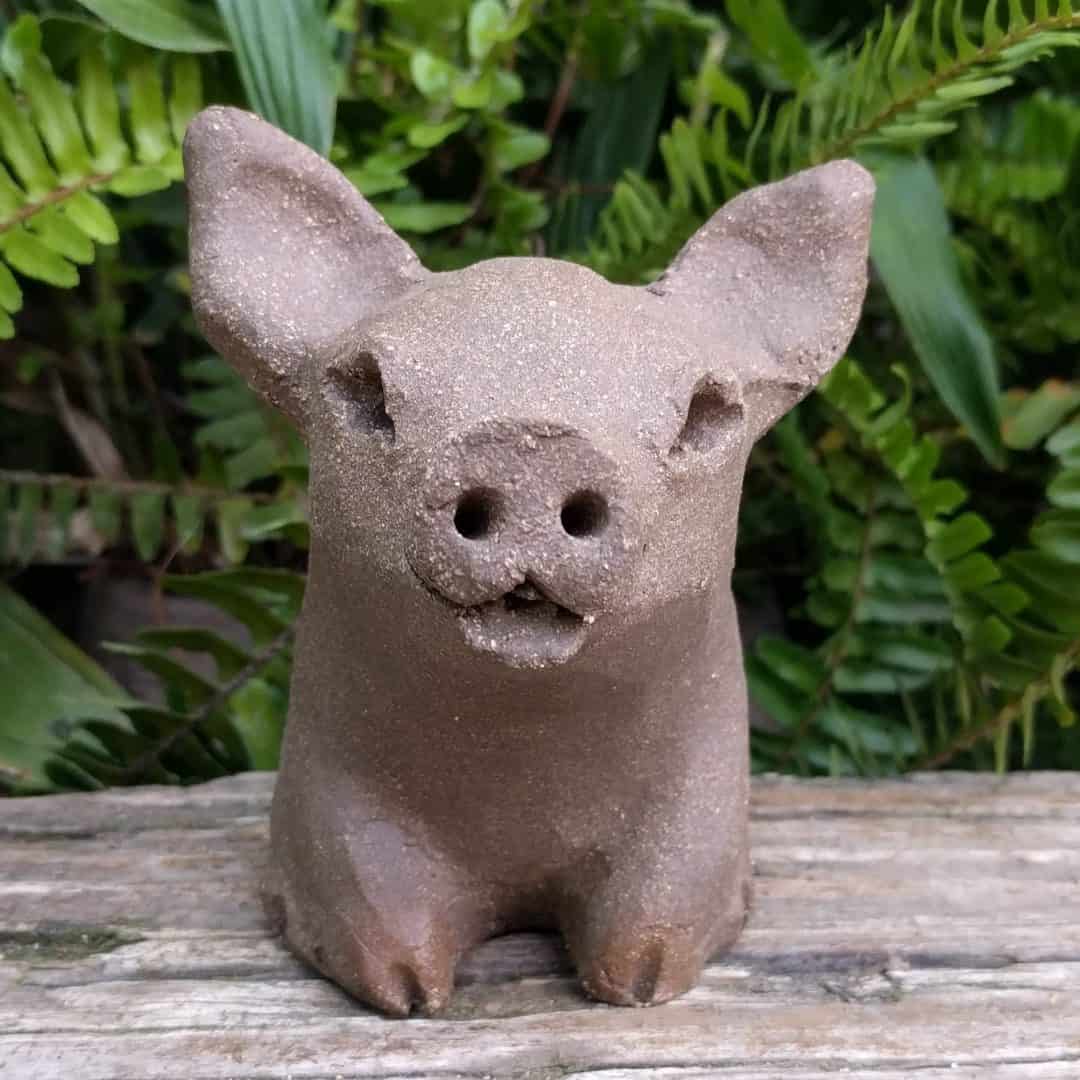 Brown Clay Pig Sculpture