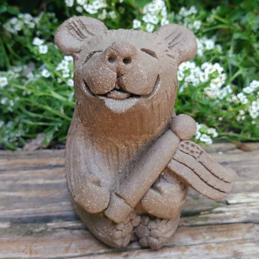 Clay Bear with American Flag