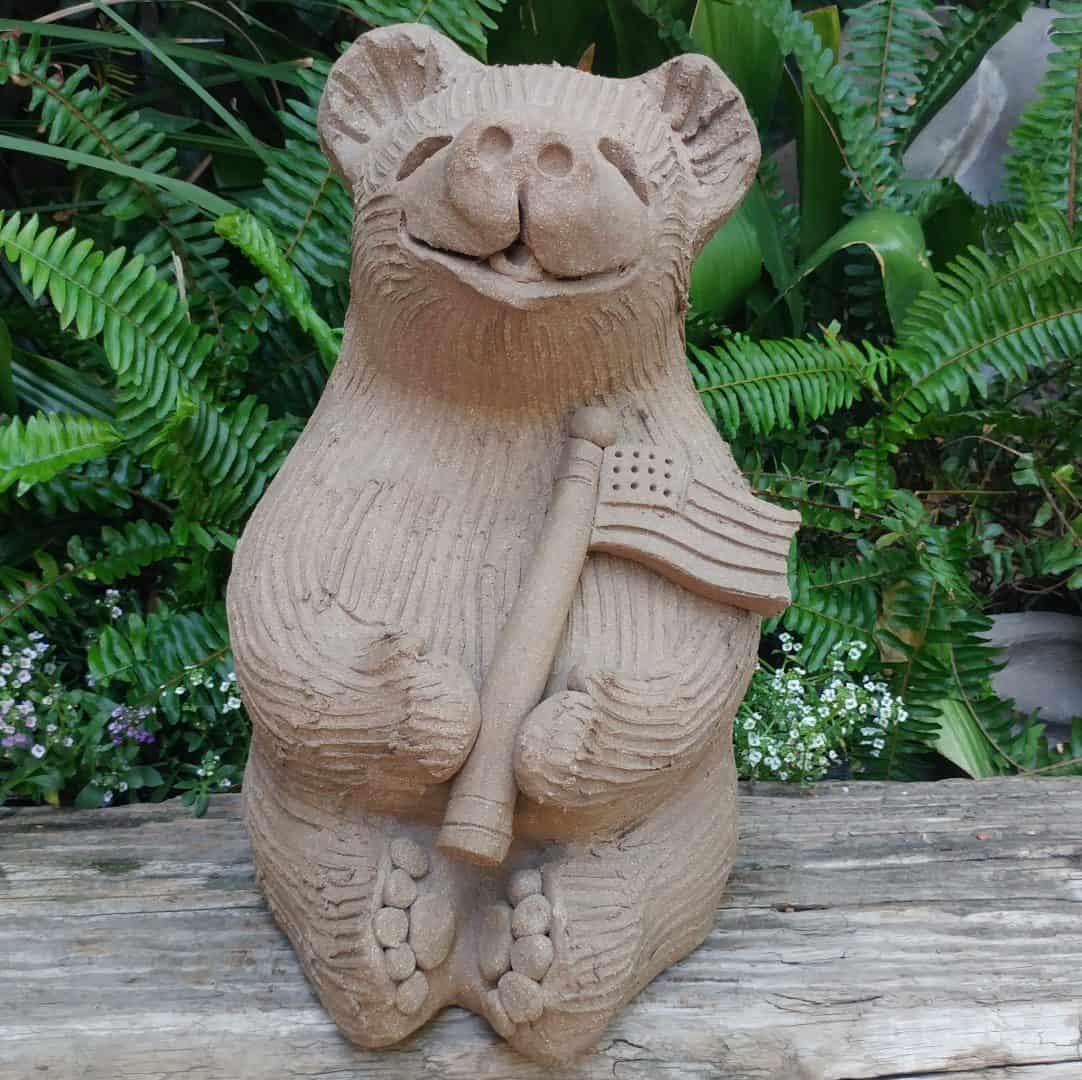 Clay Bear with American Flag