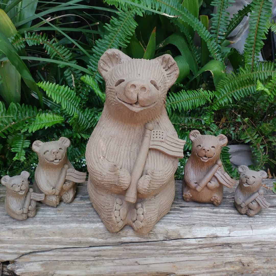 Clay Bear with American Flag