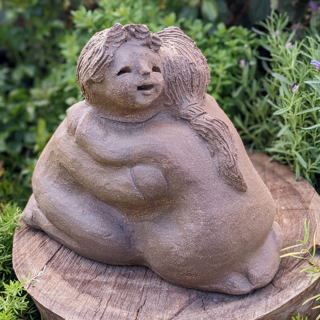 Two Children Hugging Sculpture - Margaret Hudson
